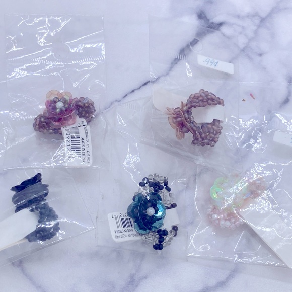 GANZ | Jewelry | 5 Ganz Stretch Rings Seed Bead Sequin Accents ...